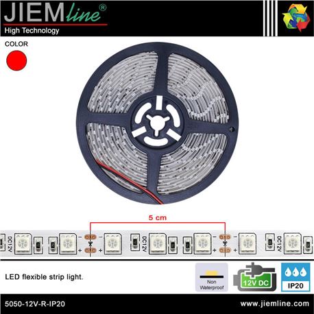 TIRA LED ROJO 12V DC IP20